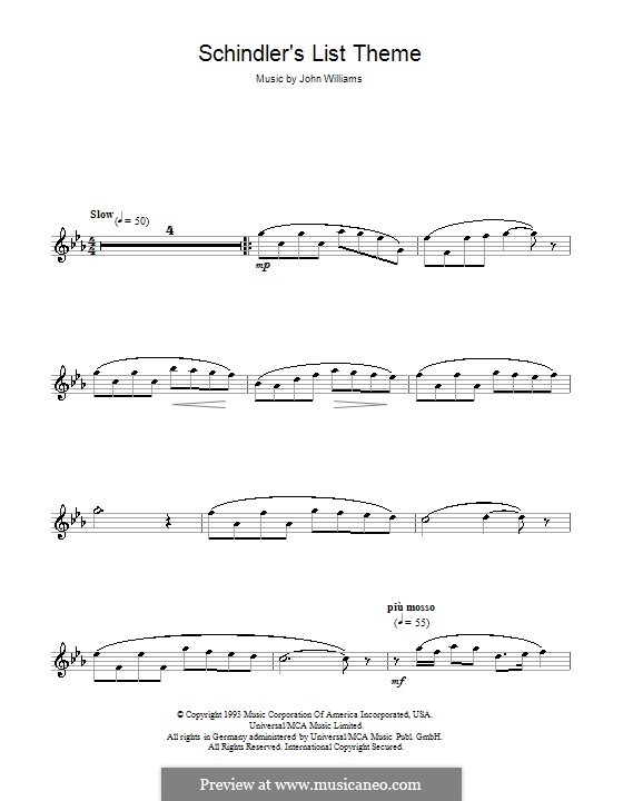 Theme From Schindlers List Von J Williams Noten Auf Musicaneo