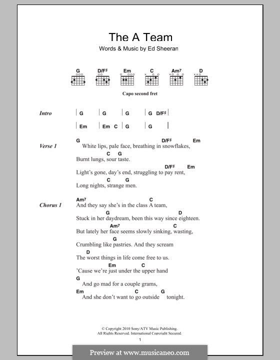 The a Team von E. Sheeran - Noten auf MusicaNeo