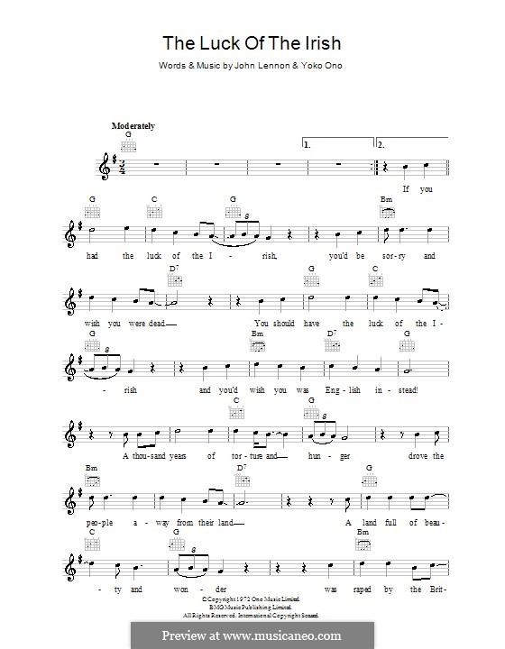 The Luck of the Irish von J. Lennon, Y. Ono - Noten auf MusicaNeo