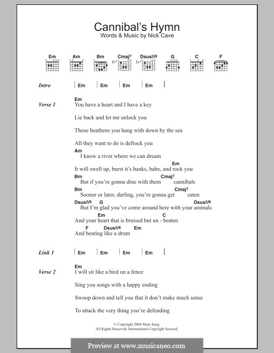 Cannibal's Hymn von N. Cave - Noten auf MusicaNeo