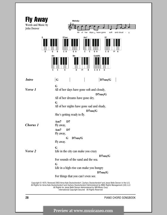 Fly Away von J. Denver - Noten auf MusicaNeo