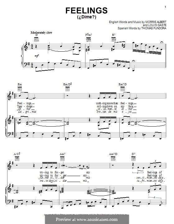 Feelings (Dime) von L. Gaste, M. Albert - Noten auf MusicaNeo