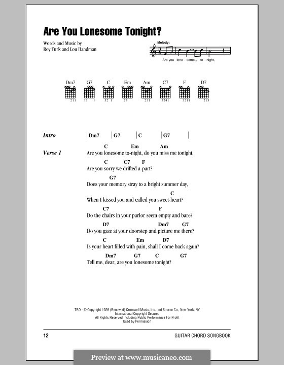 Are You Lonesome Tonight? (Elvis Presley) von L. Handman, R. Turk auf ...