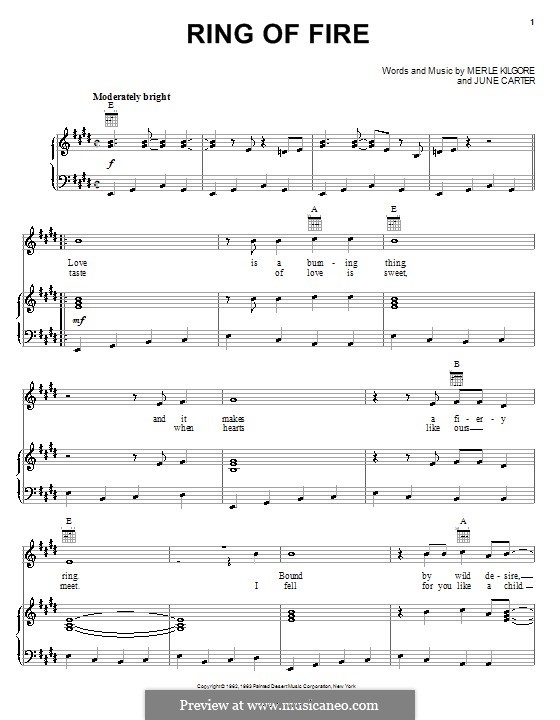 Ring of Fire von J. Carter, M. Kilgore - Noten auf MusicaNeo