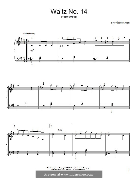 Walzer in e-Moll, B.56 KK IV1/15 von F. Chopin - Noten auf MusicaNeo