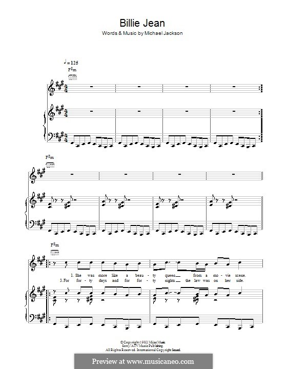 Billie Jean von M. Jackson - Noten auf MusicaNeo