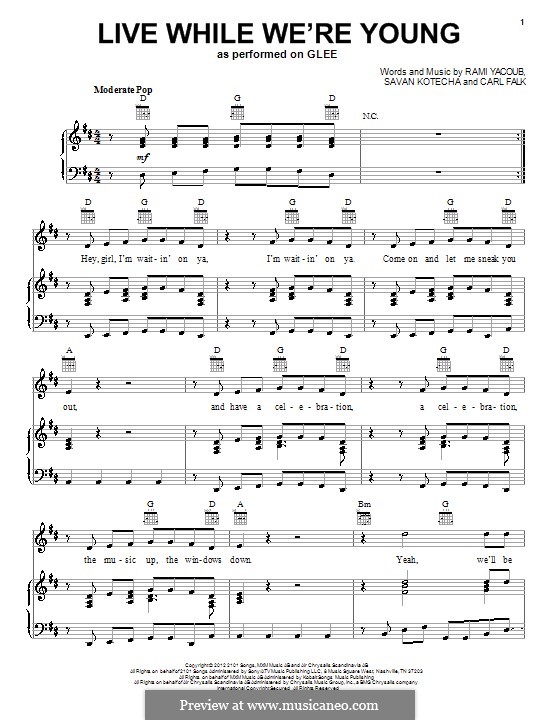 Live While We're Young (One Direction) von C. Falk, R. Yacoub, S ...