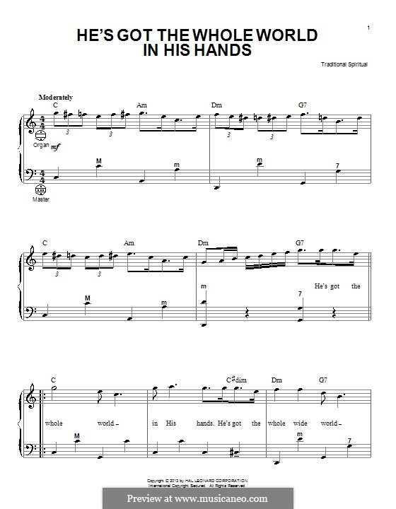 He's got the whole world in his hands von folklore - Noten auf MusicaNeo