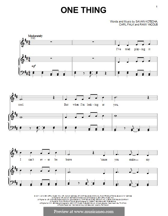 One Thing (One Direction) von C. Falk, R. Yacoub, S. Kotecha auf MusicaNeo