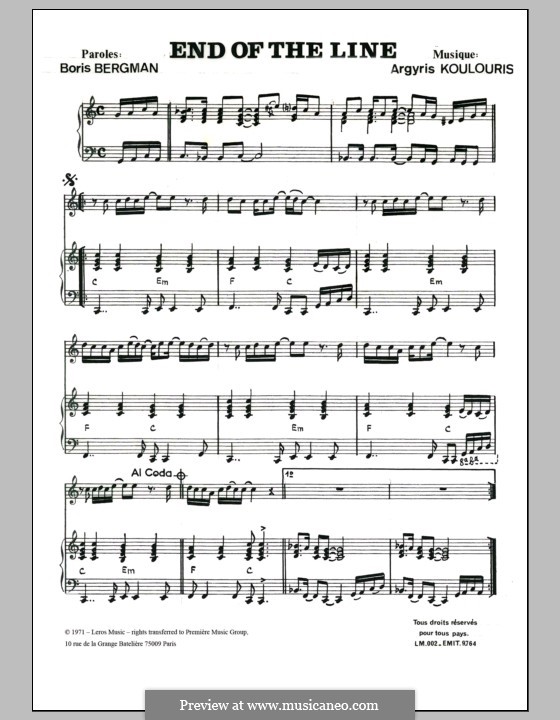 The End of the Line von A. Koulouris - Noten auf MusicaNeo