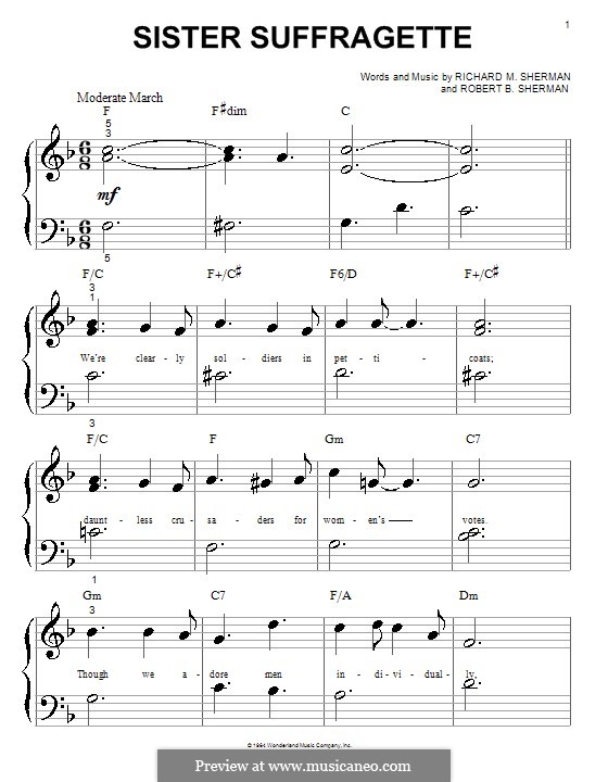 Sister Suffragette von R.M. Sherman, R.B. Sherman - Noten auf MusicaNeo
