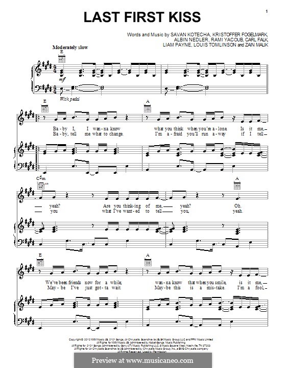 Last First Kiss (One Direction) von C. Falk, R. Yacoub, S. Kotecha ...