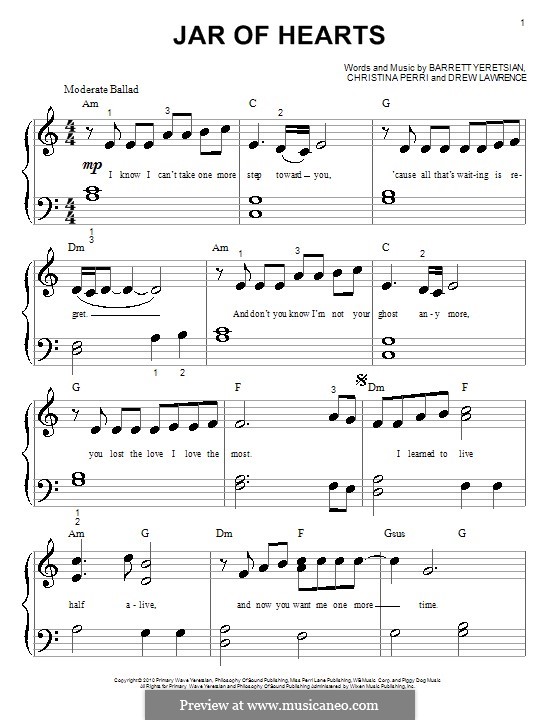 Jar of Hearts von B. Yeretsian, C. Perri, D. Lawrence - Noten auf MusicaNeo