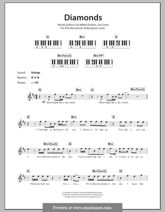 Diamonds (Rihanna) von B. Levin, M.S. Eriksen, S. Furler auf MusicaNeo