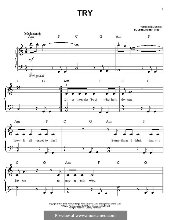 Try (Pink) von Busbee, B. West - Noten auf MusicaNeo