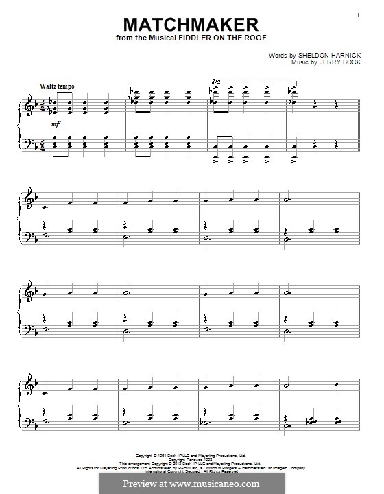Matchmaker (from The Fiddler on the Roof) von J. Bock - Noten auf MusicaNeo