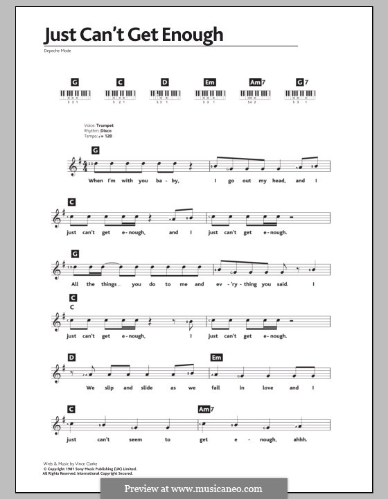 Just Cant Get Enough Depeche Mode Von V Clarke Noten Auf Musicaneo