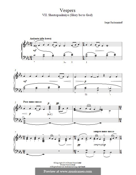 Vespers (All-Night Vigil), Op.37 von S. Rachmaninoff - Noten auf MusicaNeo