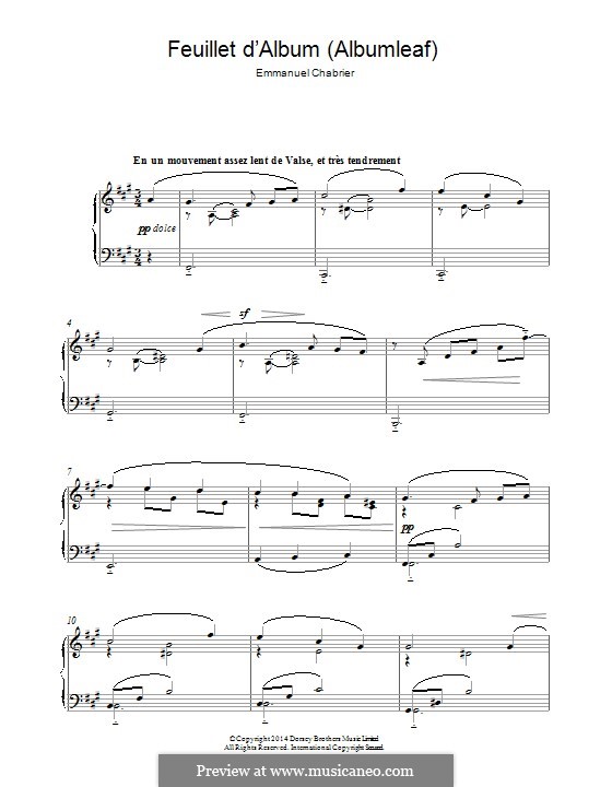 Feuillet d'album von E. Chabrier - Noten auf MusicaNeo Feuillet d'album von E. Chabrier - Noten auf MusicaNeo