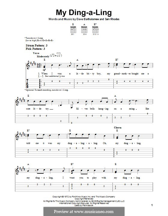 My Ding-a-Ling von C. Berry - Noten auf MusicaNeo