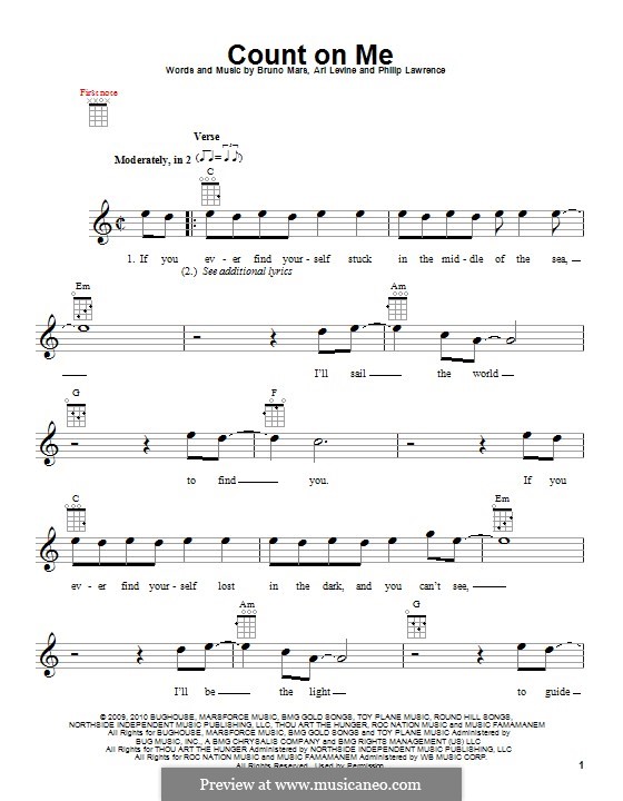 Count on Me von A. Levine, Bruno Mars, P. Lawrence - Noten auf MusicaNeo