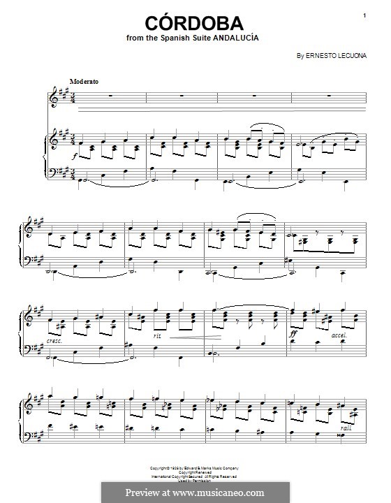 Cordoba von E. Lecuona - Noten auf MusicaNeo