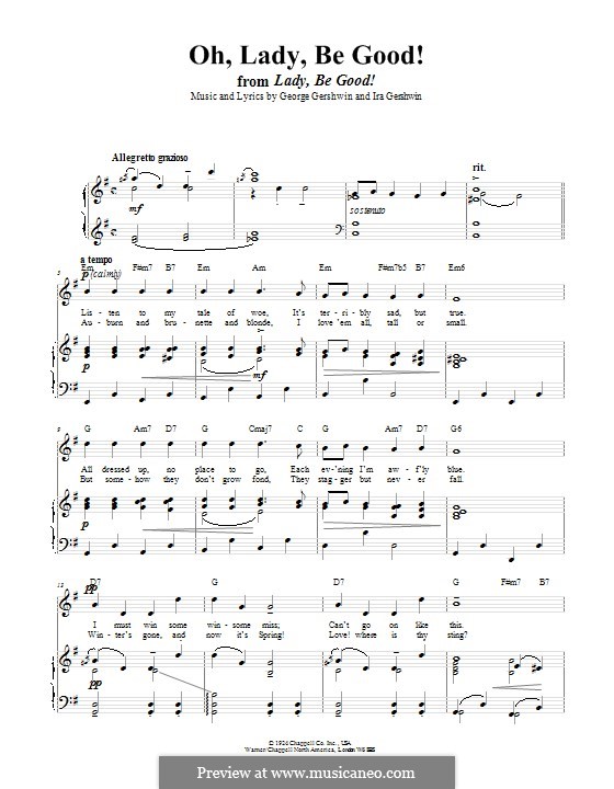 Oh, Lady, Be Good von G. Gershwin - Noten auf MusicaNeo