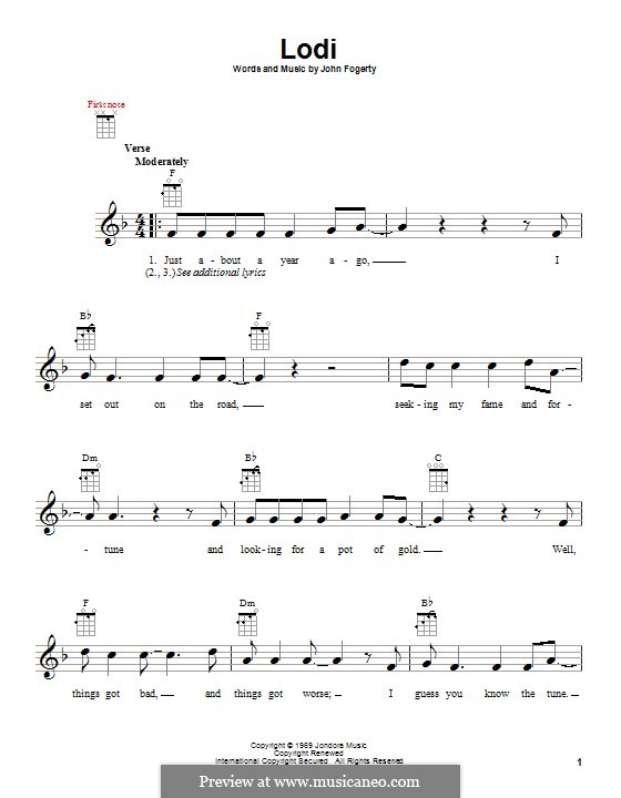 Lodi (Creedence Clearwater Revival) von J.C. Fogerty - Noten auf MusicaNeo