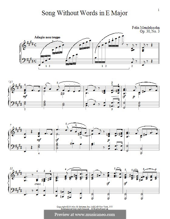 Lieder ohne Worte, Op.30 von F. Mendelssohn-Bartholdy - Noten auf MusicaNeo