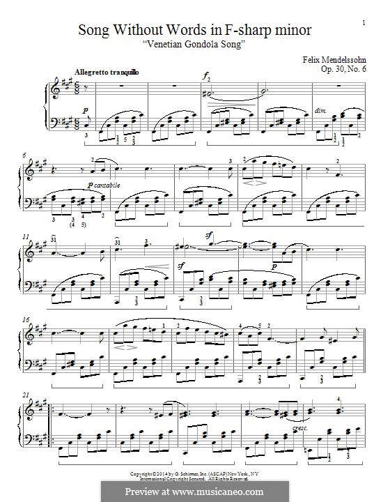Lieder ohne Worte, Op.30 von F. Mendelssohn-Bartholdy - Noten auf MusicaNeo