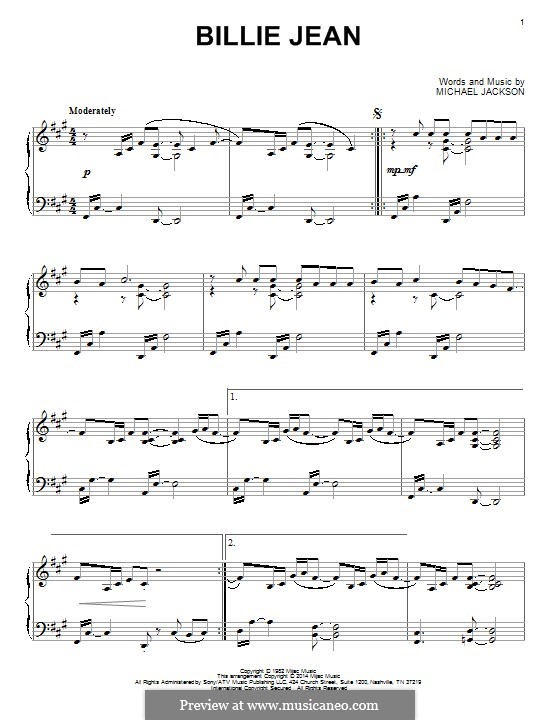 Billie Jean von M. Jackson - Noten auf MusicaNeo