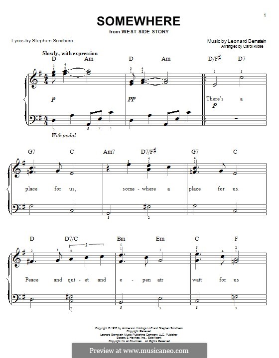 Somewhere (from West Side Story) von L. Bernstein - Noten auf MusicaNeo