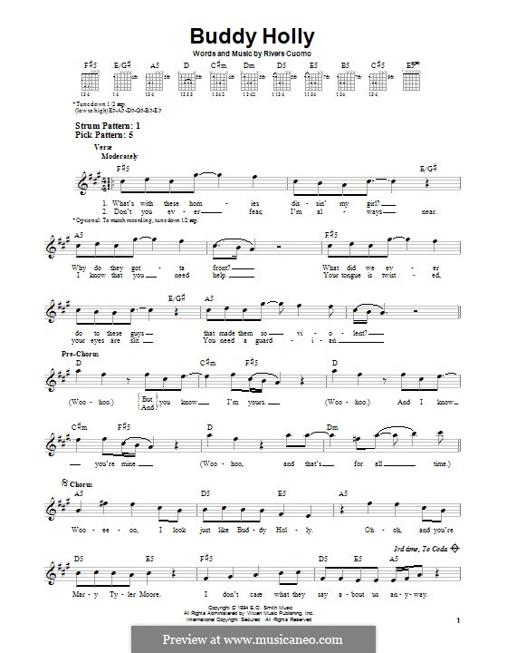 Buddy Holly (Weezer) von R. Cuomo - Noten auf MusicaNeo