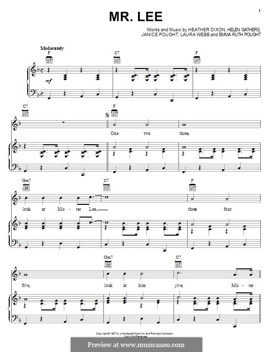 Mr. Lee (The Bobbettes) von E.R. Pought, H. Dixon, L. Webb, J. Pought ...