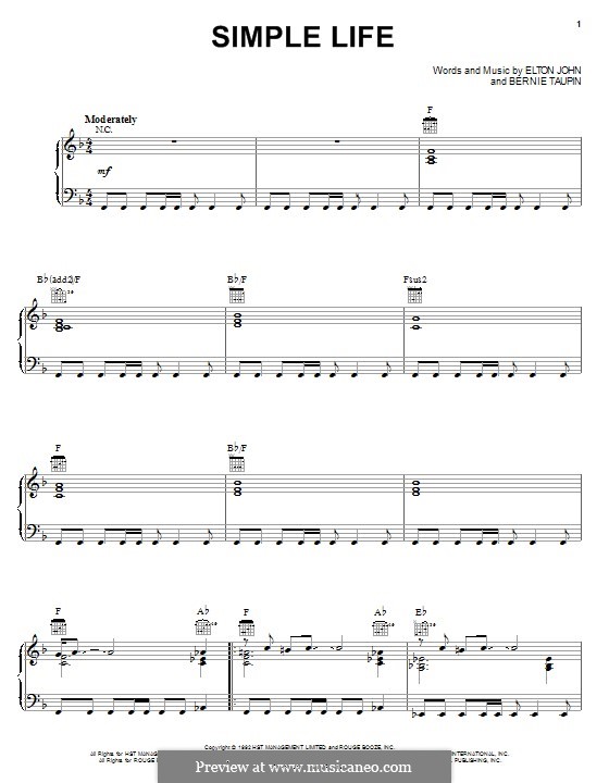 Simple Life von E. John - Noten auf MusicaNeo