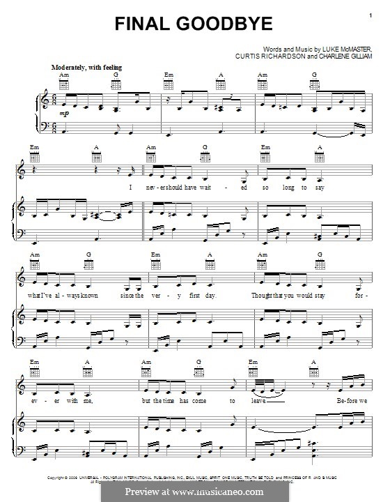 Final Goodbye (Rihanna) von L. McMaster, C. Gilliam, C. Richardson auf ...