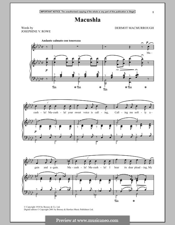Macushla von D. MacMurrough - Noten auf MusicaNeo