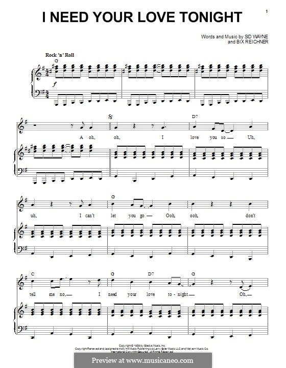 I Need Your Love Tonight (Elvis Presley) von B. Reichner, S. Wayne auf ...