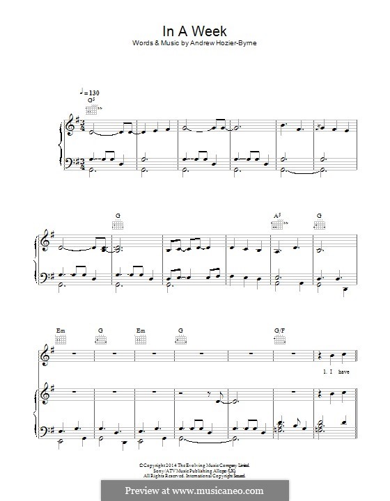 In a Week von A. Hozier-Byrne - Noten auf MusicaNeo