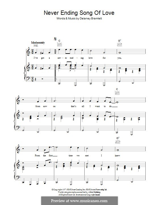 Never Ending Song of Love von D. Bramlett - Noten auf MusicaNeo