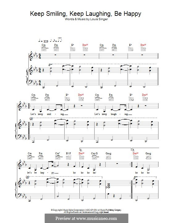 Keep Smiling, Keep Laughing, Be Happy von L. Singer - Noten auf MusicaNeo