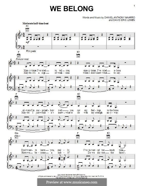 We Belong von D. Navarro, D.E. Lowen - Noten auf MusicaNeo
