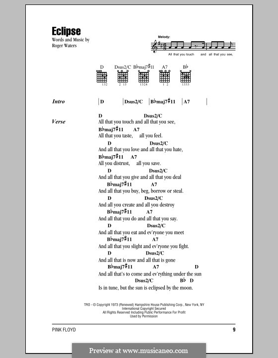 Eclipse (Pink Floyd) von R. Waters - Noten auf MusicaNeo