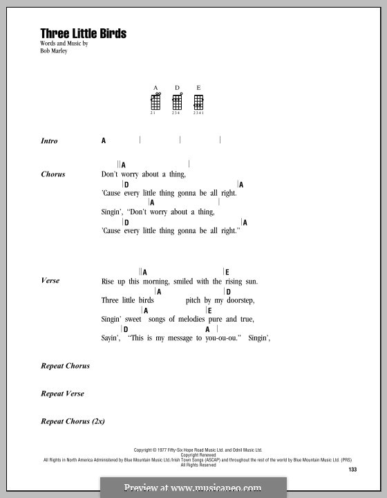 Three Little Birds von B. Marley - Noten auf MusicaNeo