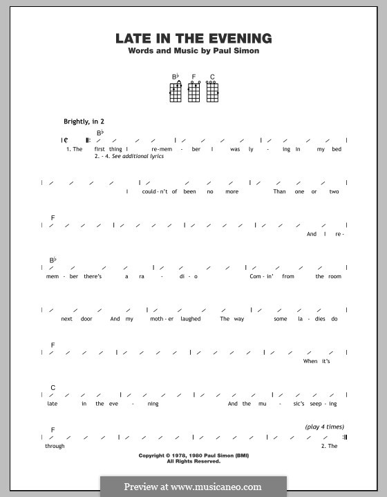 Late in the Evening von P. Simon - Noten auf MusicaNeo