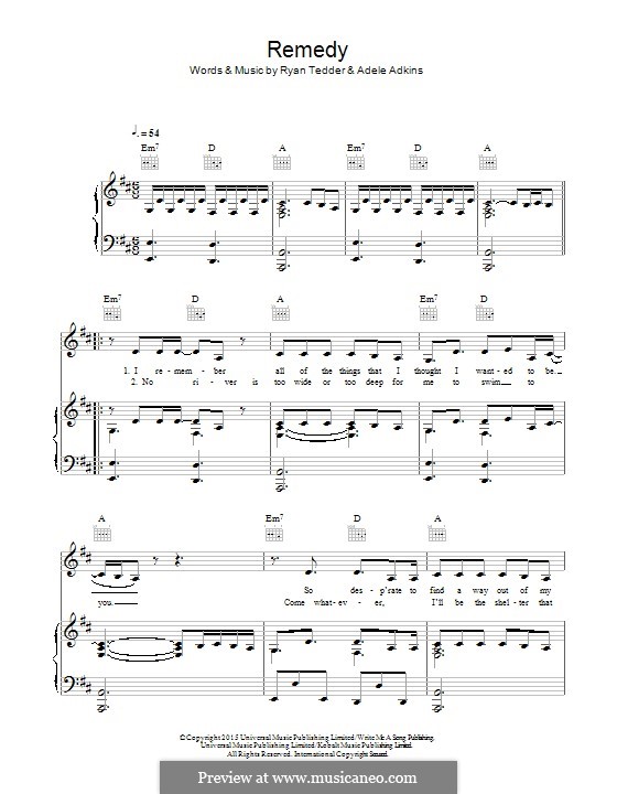 Remedy von Adele, R.B. Tedder - Noten auf MusicaNeo
