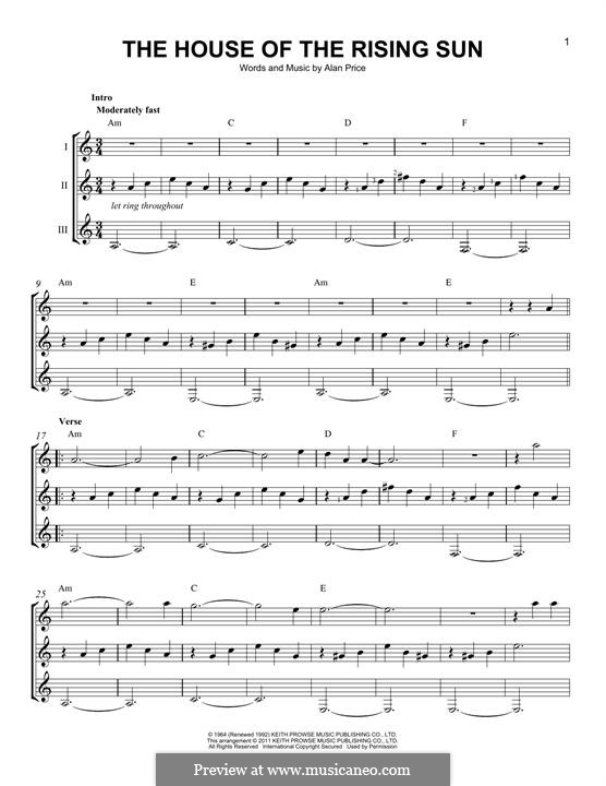 The House of the Rising Sun von A. Price - Noten auf MusicaNeo
