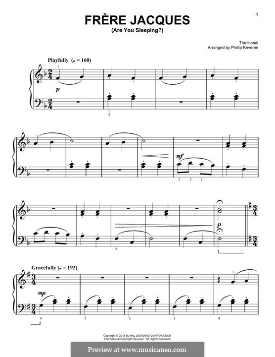 Frere Jacques (Are You Sleeping?) von folklore - Noten auf MusicaNeo