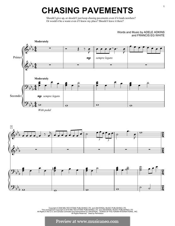 Chasing Pavements von Adele, Eg White - Noten auf MusicaNeo