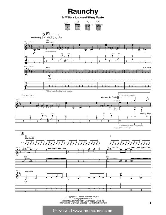 Raunchy von S. Manker, W. Justis - Noten auf MusicaNeo